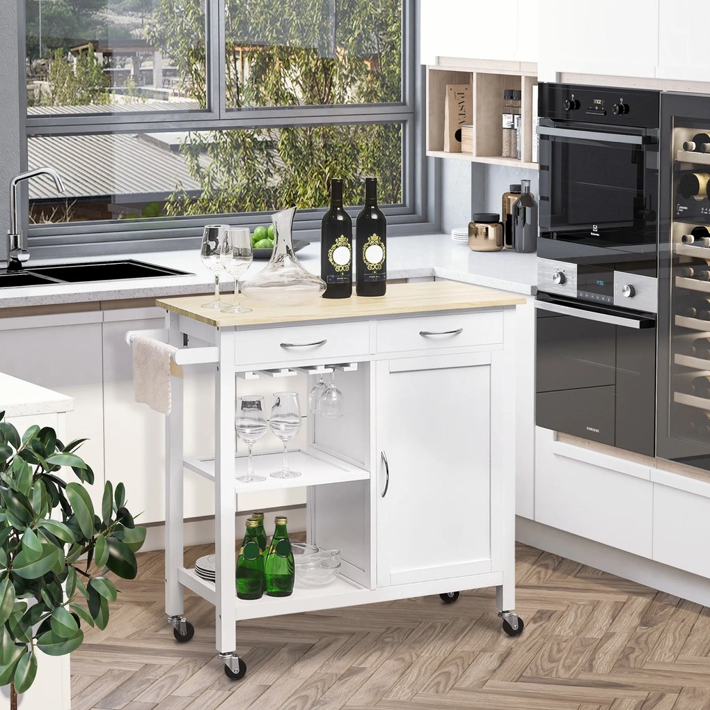 HOMCOM Kuchyňský Vozík Multipurpose Služební Vozík S Regály A Kolečky Do Koupelny A Ložnice Se Šuplíkem A Skříňkou 89x40x84cm