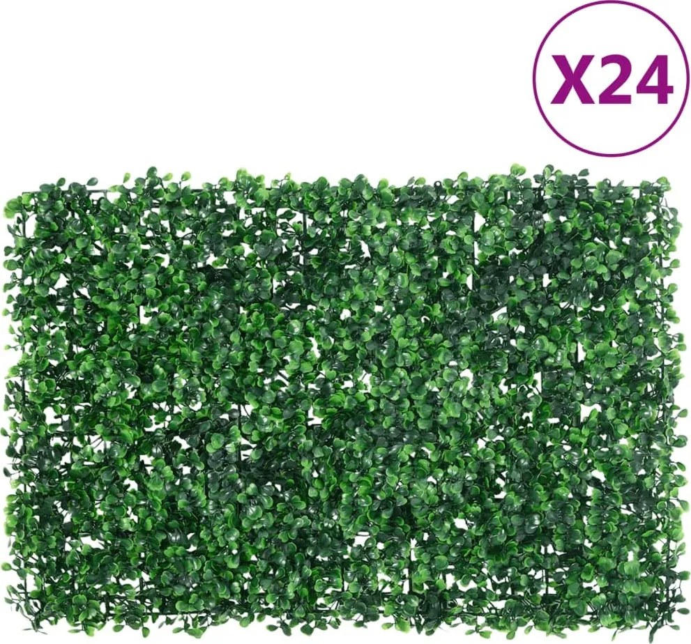 vidaXL   Umělý plot z listnatého keře 24 ks zelený 40 x 60 cm [366637]