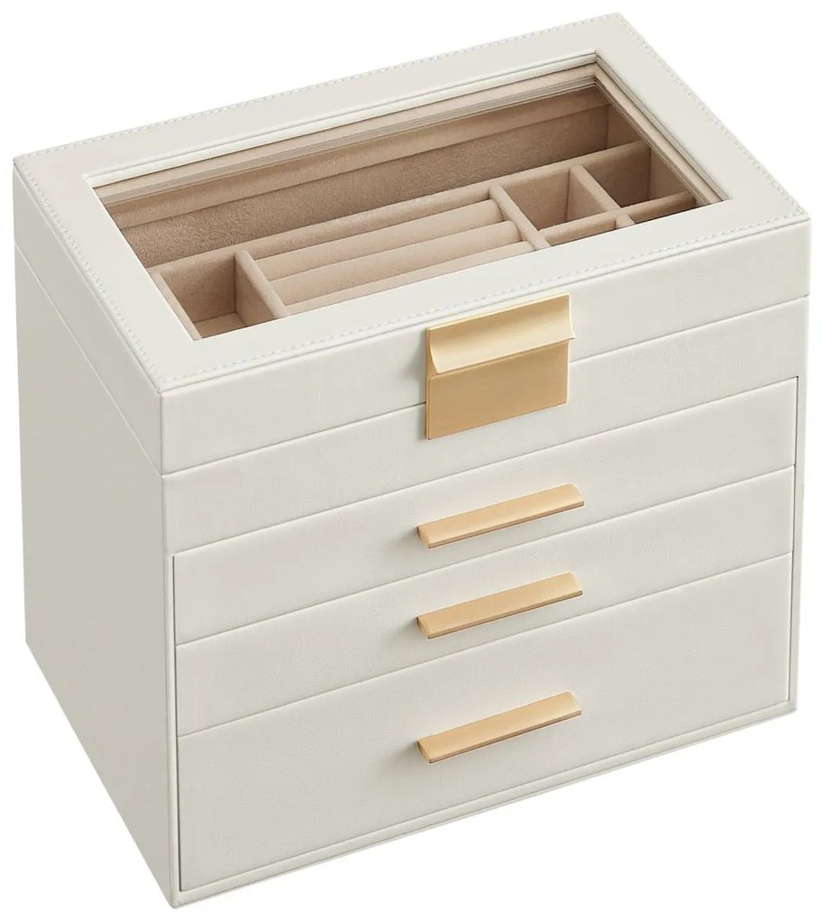 Šperkovnice Eliza, 15,3x25,1x21,5 cm, bílá