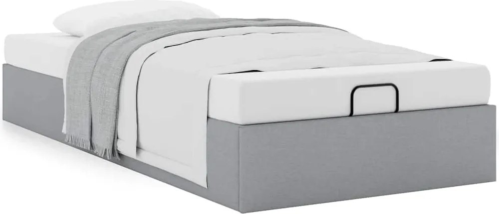 Osmanský rám postele bez matrací světle šedá 90x190 cm textil 3310840