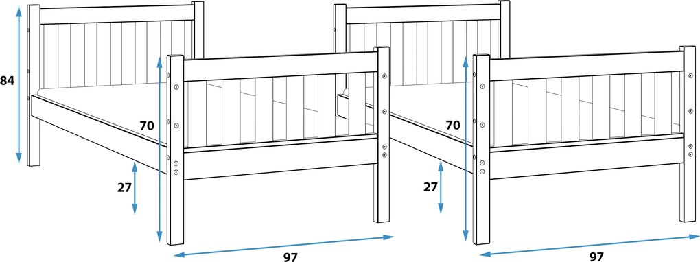 SMB Dětská patrová postel KAPI, 190x90 cm Příplatkové varianty: Se šuplíkem