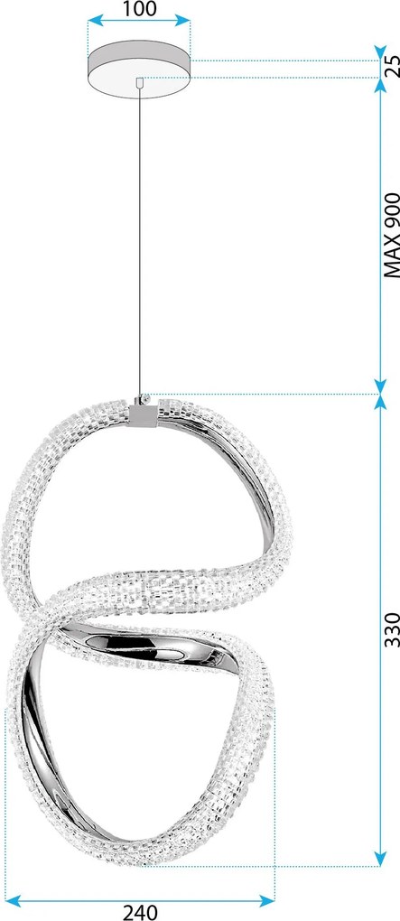 Toolight Toolight, LED závěsné svítidlo 24W, 4000K, G077-3CPR, zlatá, OSW-08667
