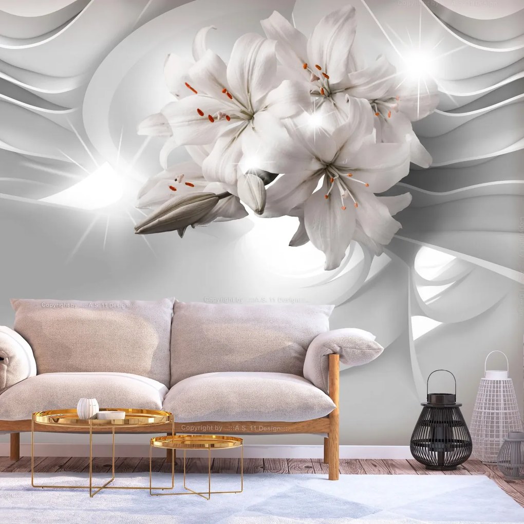 Samolepicí 3D tapeta lilie bílá Velikost (šířka x výška): 147x105 cm