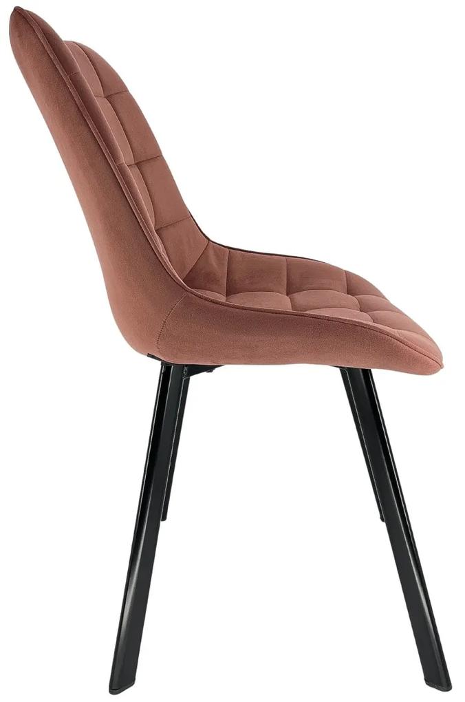 Prošívaná čalouněná velurová židle Algate pudrově růžová