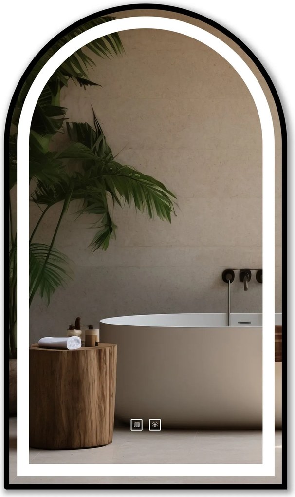 Tutumi Tutumi, LED zrcadlo 60x100cm s černým rámem, HOM-06504