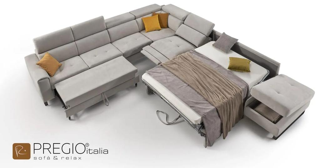 Pregio Italia sofa&relax Rozkládací sedačky na každodenní spaní Silver Provedení: 2 místná rozkládací + lehátko maxi s úložným prostorem, Vzorník látek: tekno fibra 06 light grey