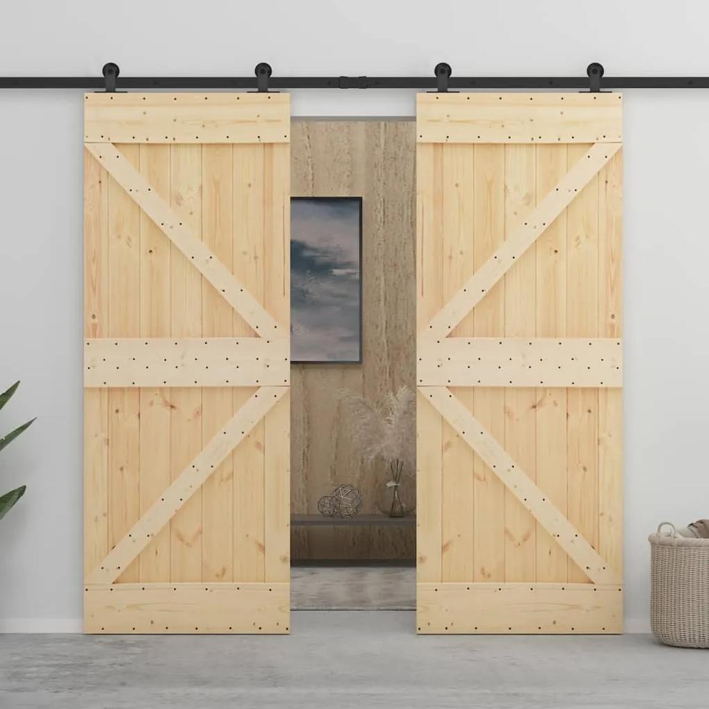 Posuvné dveře se setem kování 100 x 210 cm masivní borové dřevo,  3057598