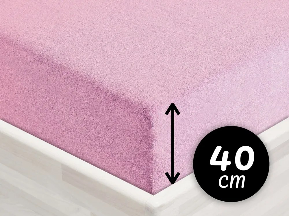 Froté napínací prostěradlo na extra vysokou matraci FR-008 Růžová lila 90 x 220 - výška 40 cm