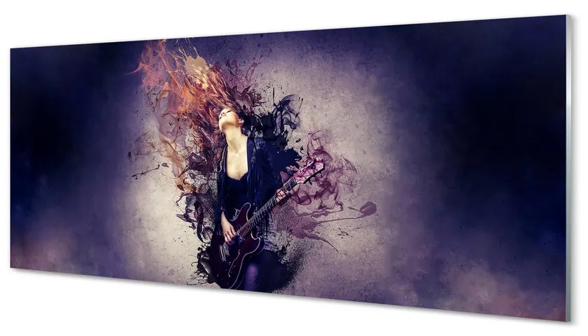 akrylový obraz Ženské kytara poznámky 120x60 cm