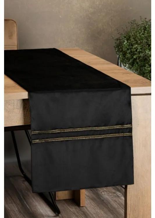 Eurofirany Sametový běhoun na stůl Glen 35 × 140 cm - černý