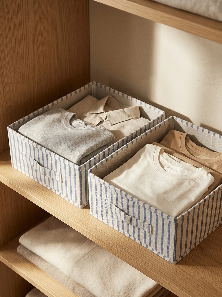 Sinsay - Skládací úložné boxy s pruhy 2 pack - námořnická modrá