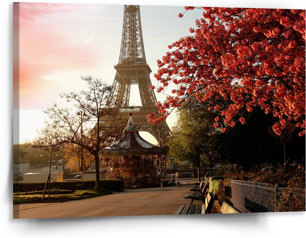 Obraz SABLO - Eiffelova věž a červený strom 150x110 cm