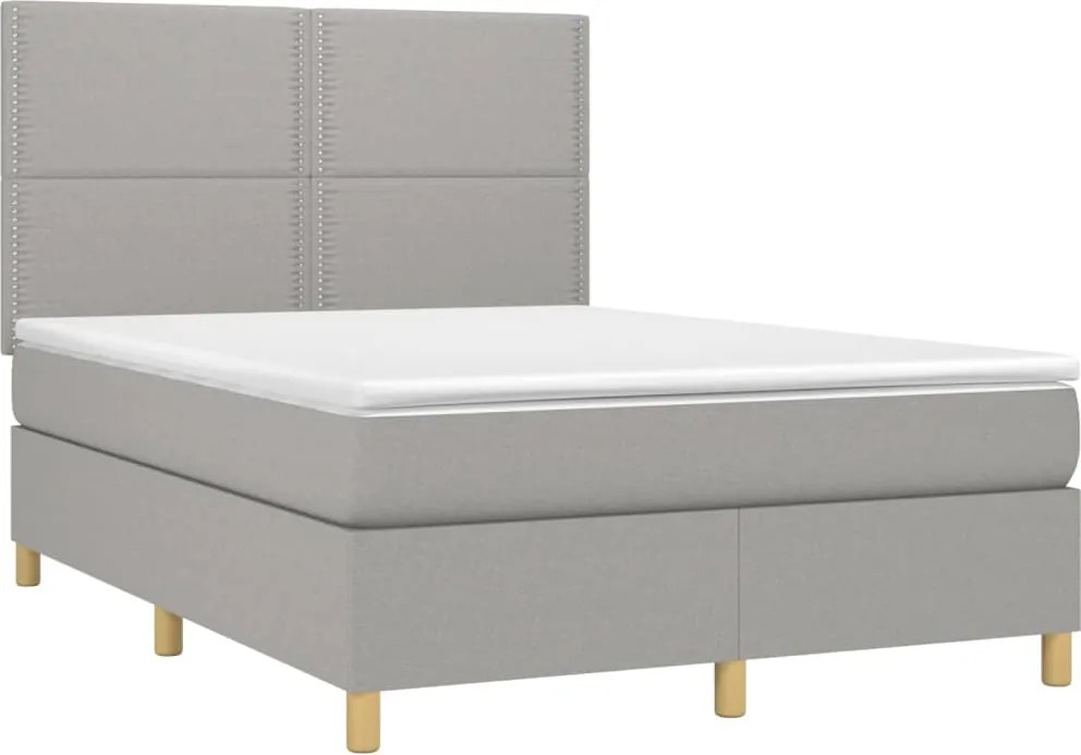 Box spring postel s matrací a LED světle šedá 140x200 cm textil 3135357