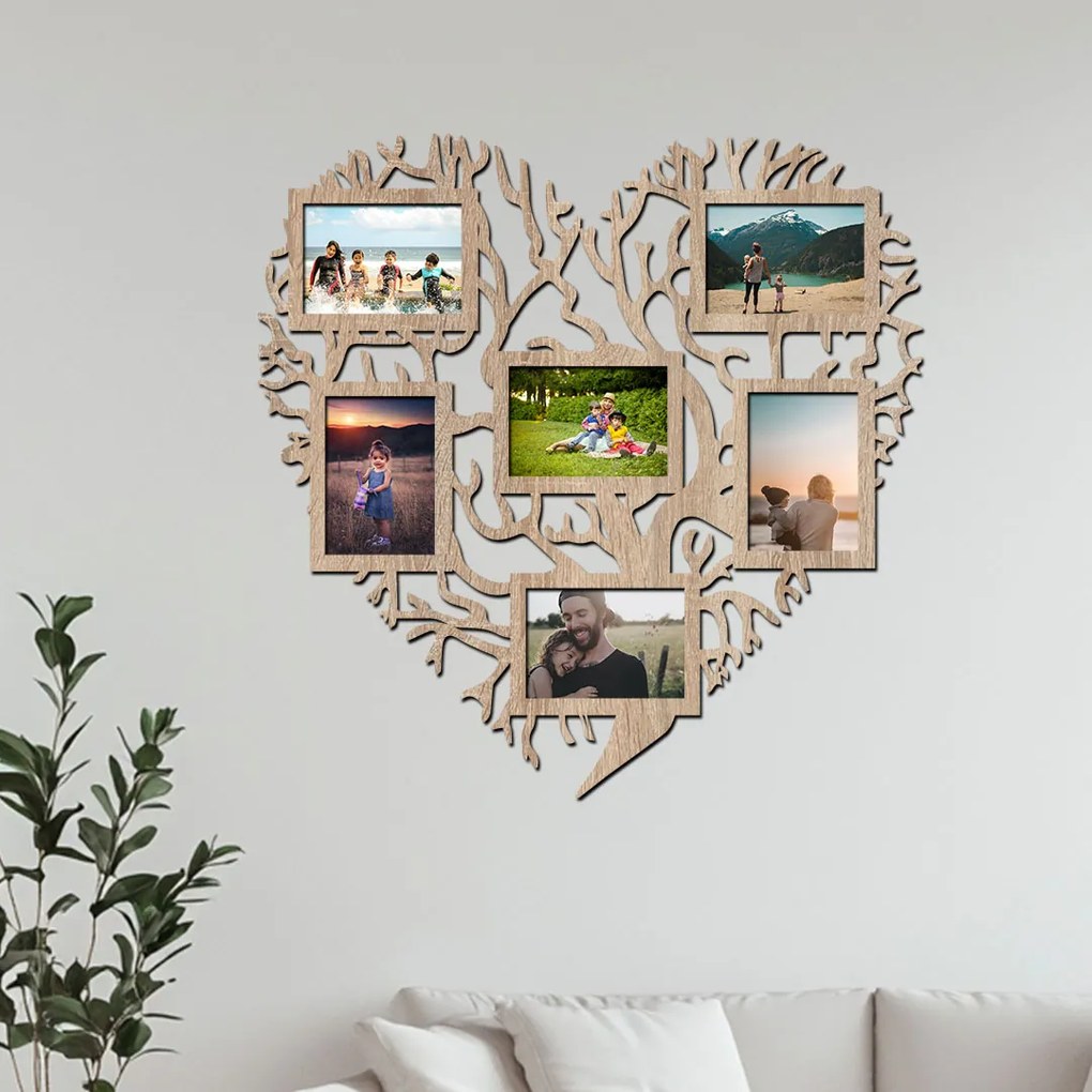 dřevo života Dřevěný fotorámeček Srdcový strom II Zvolte barvu dekoru: Wenge, Velikost fotografie: 10x15