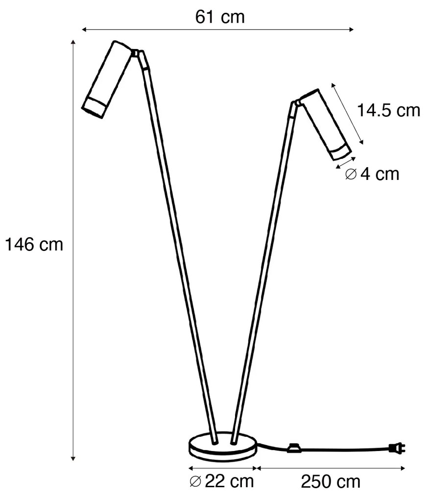 Moderní stojací lampa béžová 2-světla GU10 35mm - Thomas