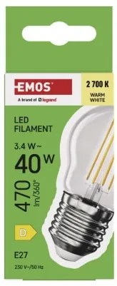 Emos lighting LED žárovka Filament Mini Globe / E27 / 3,4 W (40 W) / 470 lm / teplá bílá 1525743210