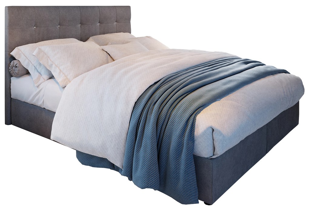 Kontinentální postel 140 cm Karen Comfort (šedá) (s matrací a úložným prostorem). 1056007