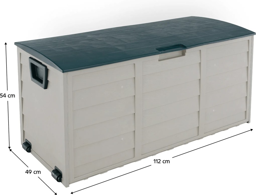 Zahradní úložný box, šedá/zelená, KORTEZ
