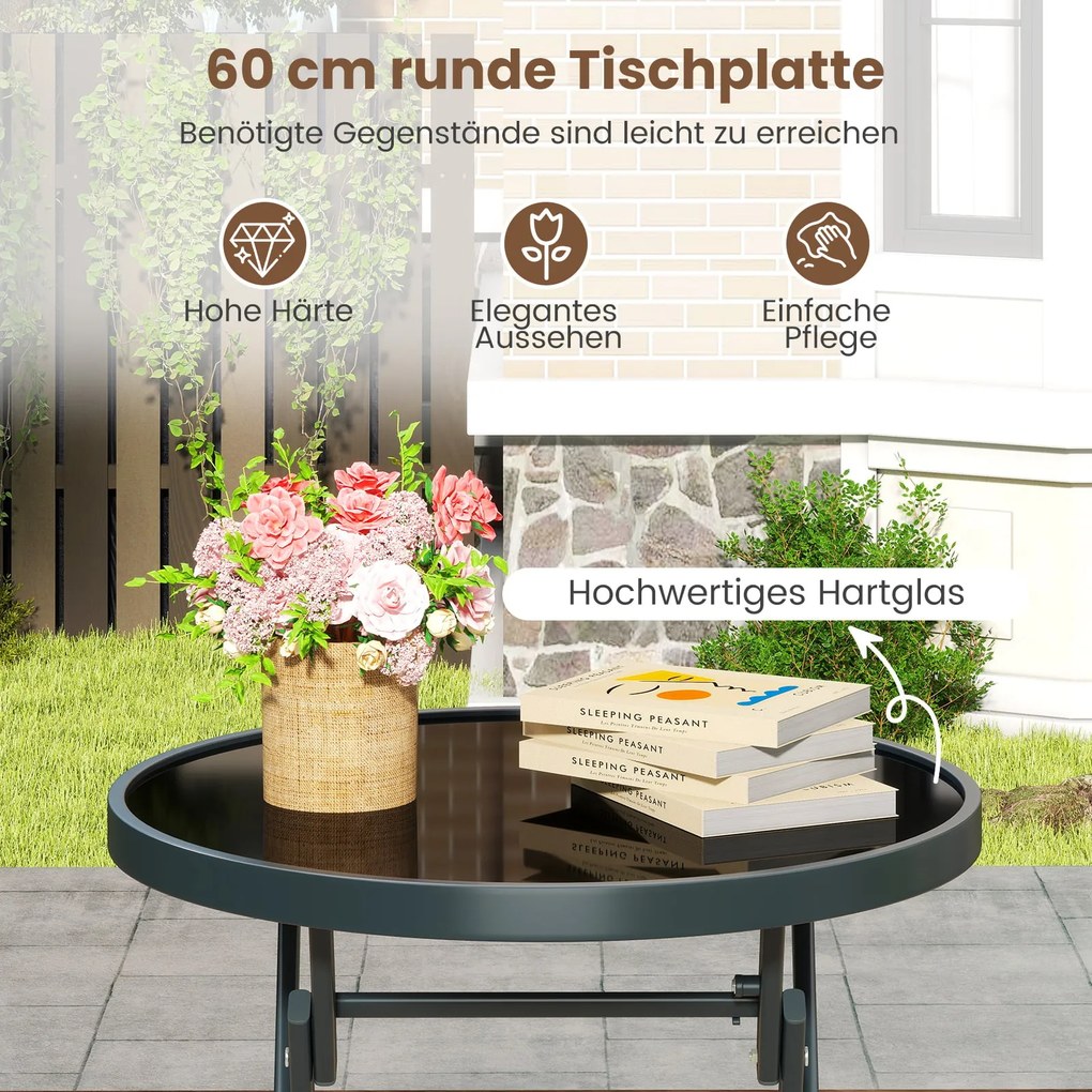 Costway 3-dílná skládací bistro sada zahradní sedací souprava s prodyšným