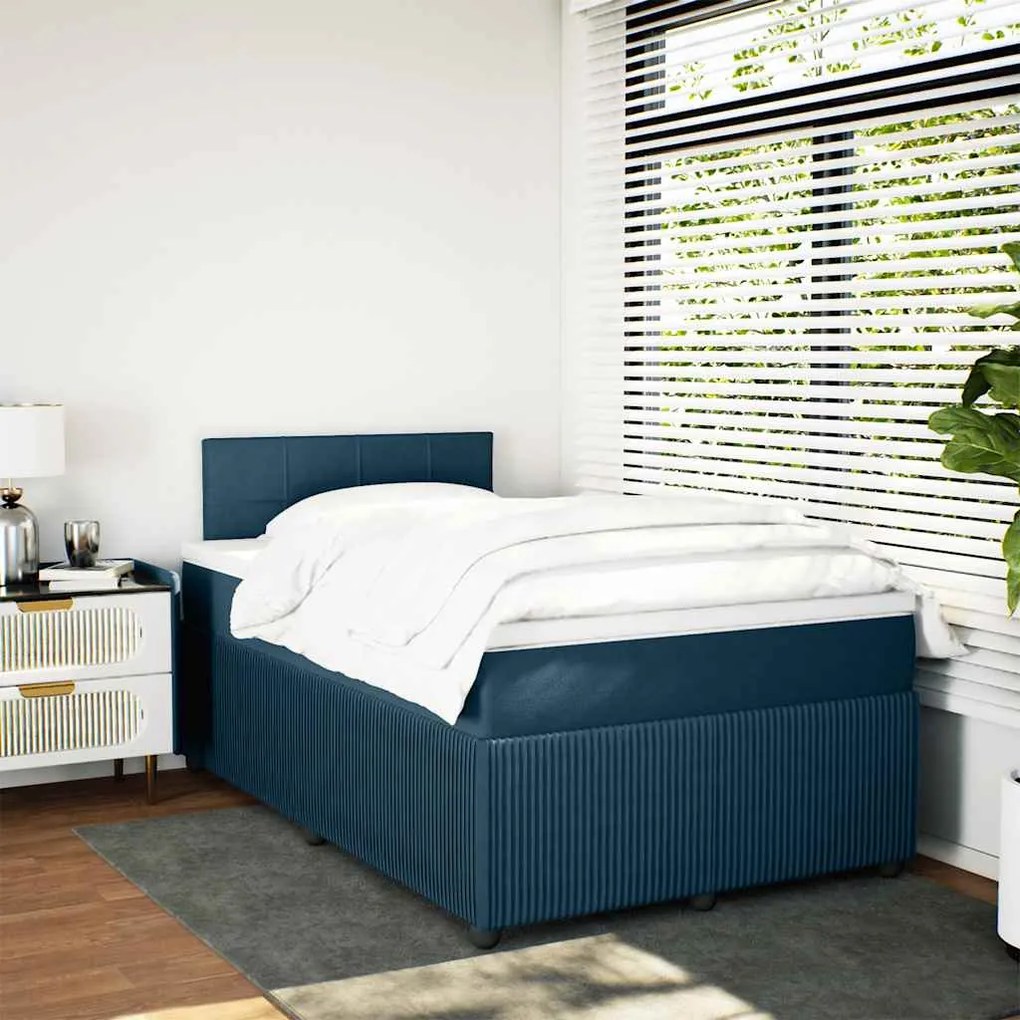 Box spring postel s matrací modrá 120 x 190 cm samet 3289990