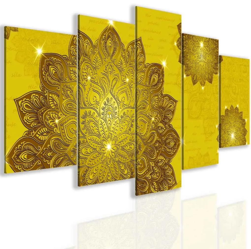 Malvis ® Pětidílný obraz Zlatá mandala Velikost (šířka x výška): 150x75 cm