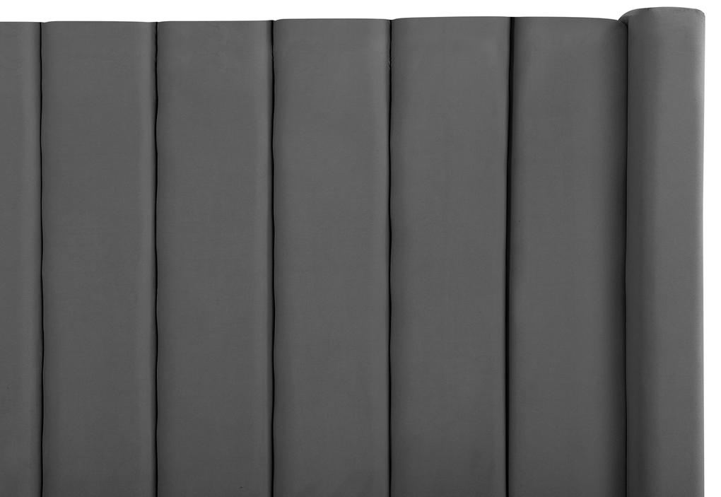 Sametová postel s lavičkou 140 x 200 cm šedá NOYERS Beliani