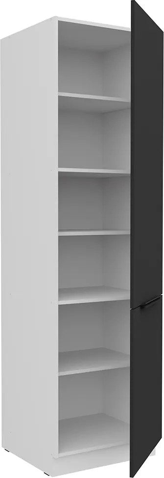 ARIA bc | vysoká skříňka 60 DK-210 2F potravinová s policemi | 60 cm | ANTI FINGERPRINT povrch | bílá/černá