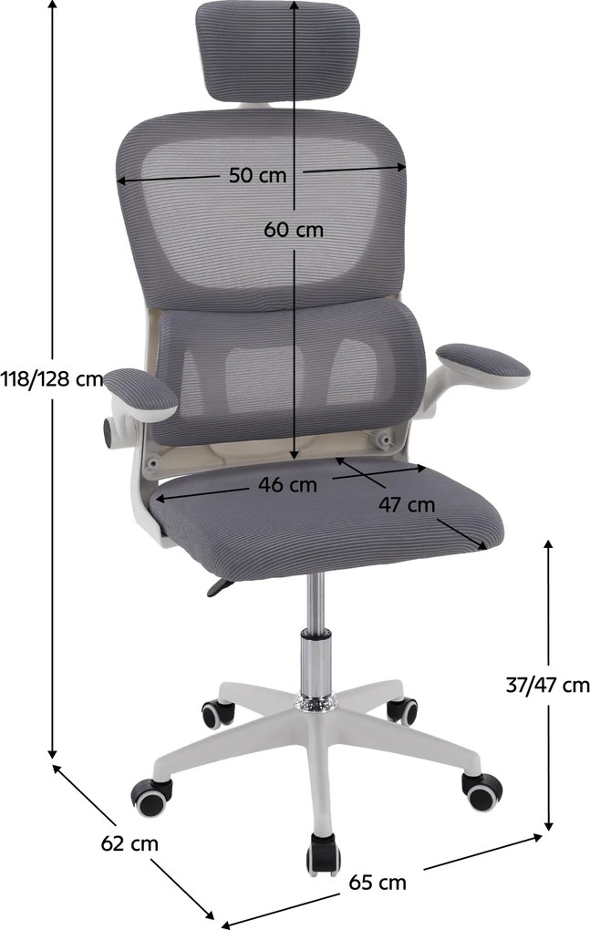 Ergonomická kancelářská židle IMPERIAL - šedá síťovina