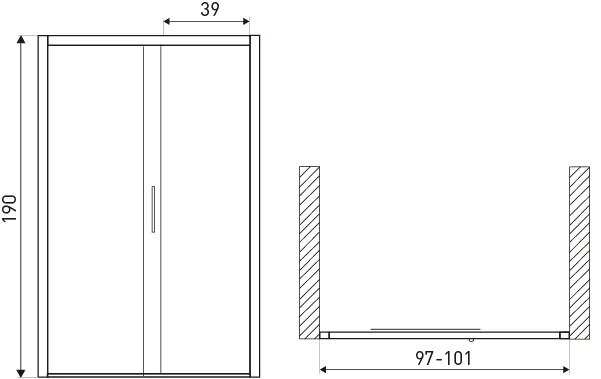 Novoterm Sprchové dveře do niky NV-Silves DR 100, černá/transparent - bez vaničky