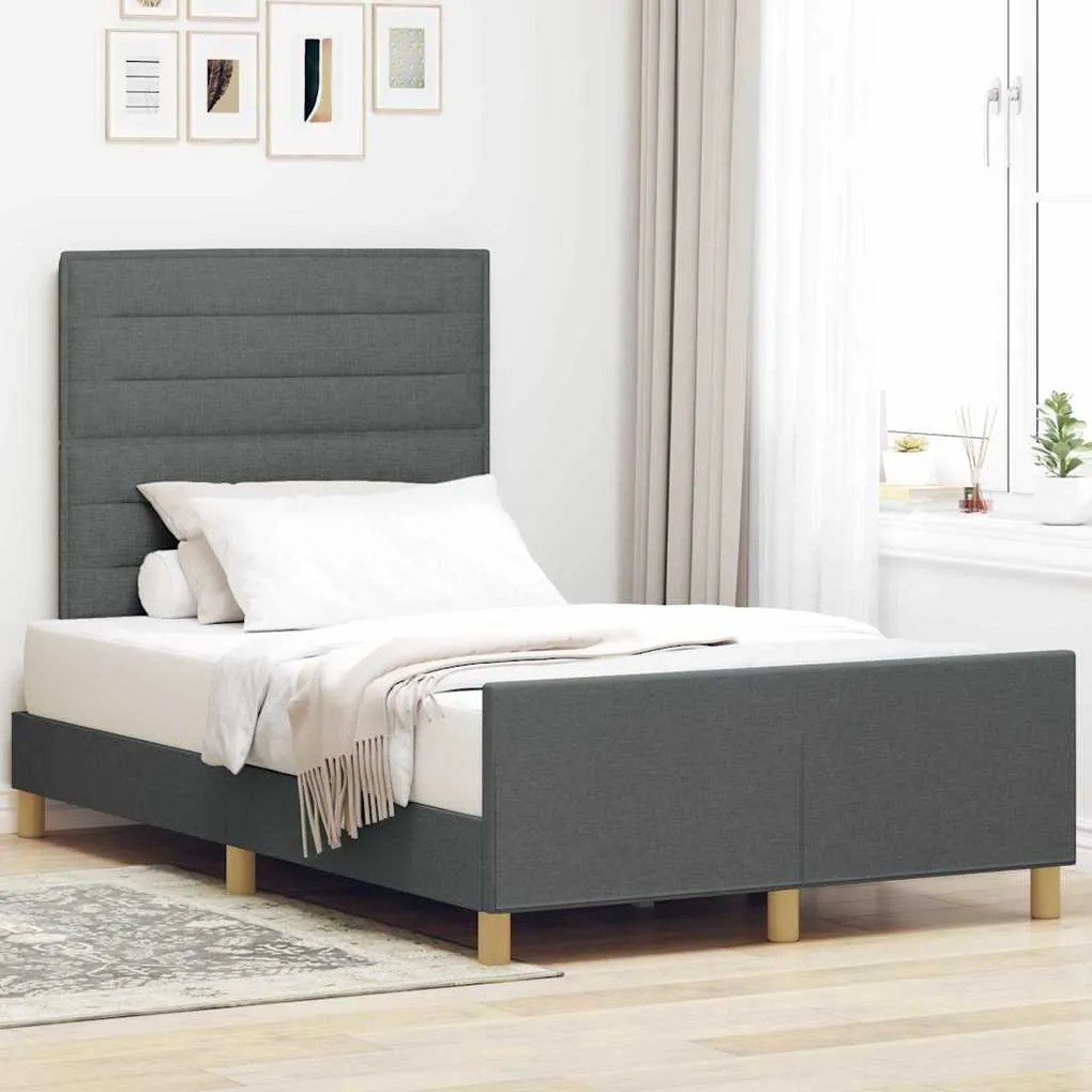 Rám postele s čelo Tmavě šedá 120 x 200 cm textil 3344642