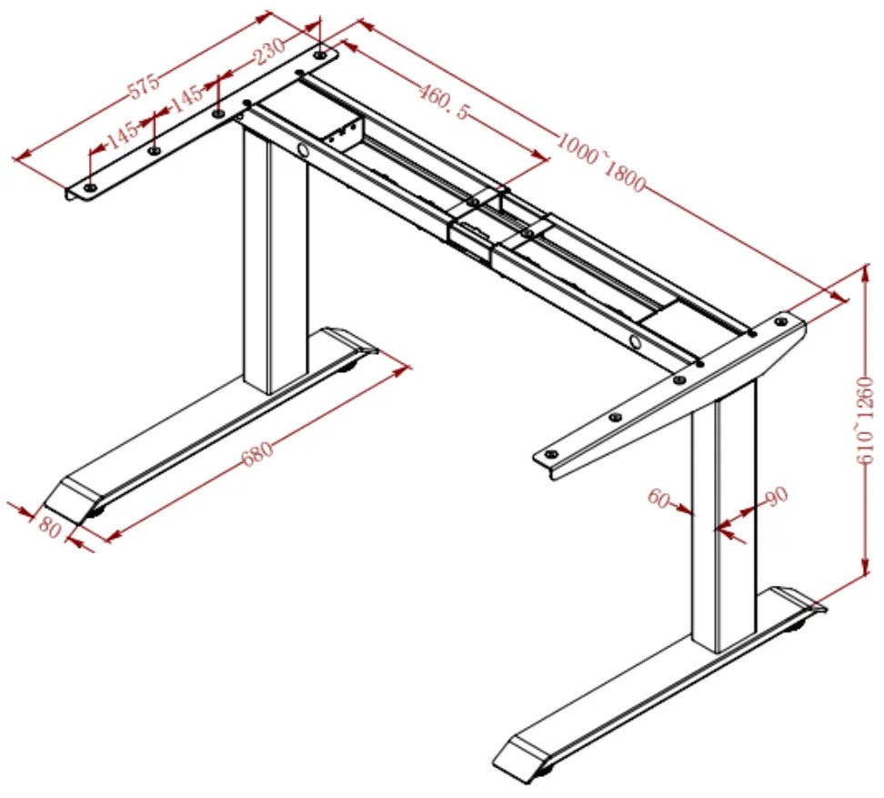Výškově nastavitelný stůl Liftor Magic, bílá, Bez desky, elektricky polohovatelný