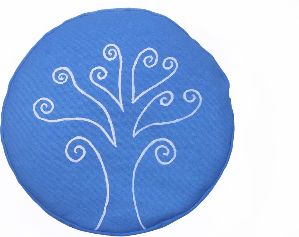 S radostí - vlastní výroba Meditační polštář strom života - tyrkysový Velikost: ∅30 x v18 cm