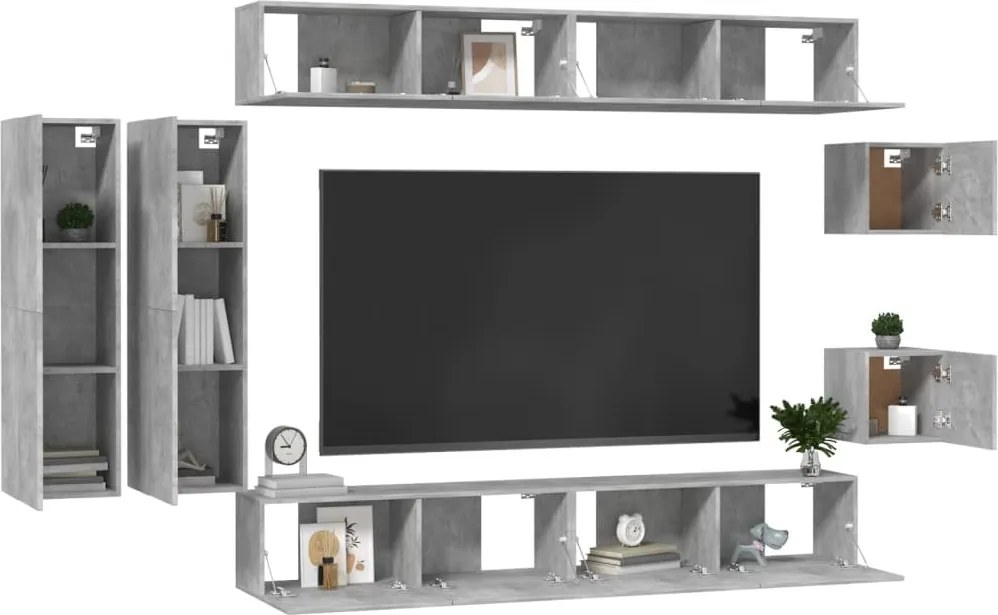 vidaXL 8dílný set TV skříněk kompozitní dřevo [3114497] Barva: šedá sonoma