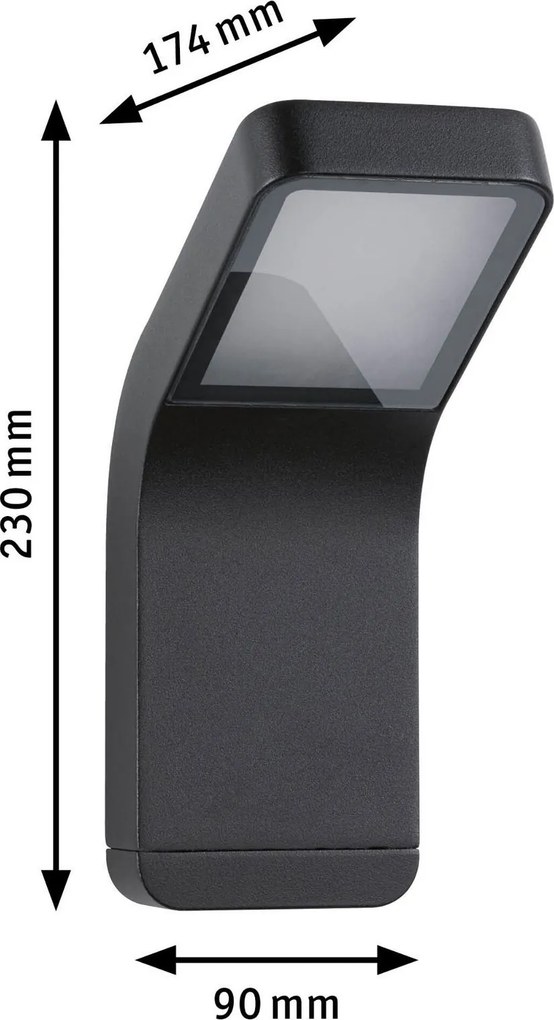 P 94744 LED venkovní nástěnné svítidlo Kulma IP44 90x174mm 3000K 7,5W 230V antracit hliník - PAULMANN