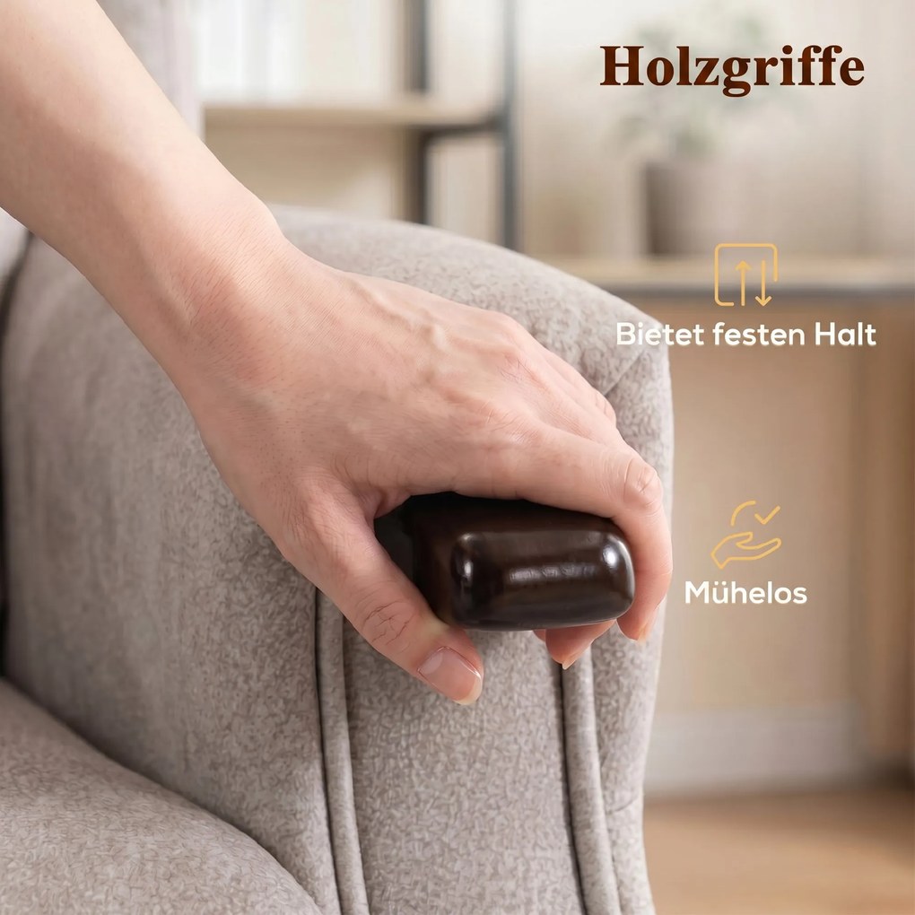HOMCOM Televizní křeslo s pomocí při vstávání, elektrické relaxační křeslo s vibrační masáží, teplem a funkcí ležení, světle šedá