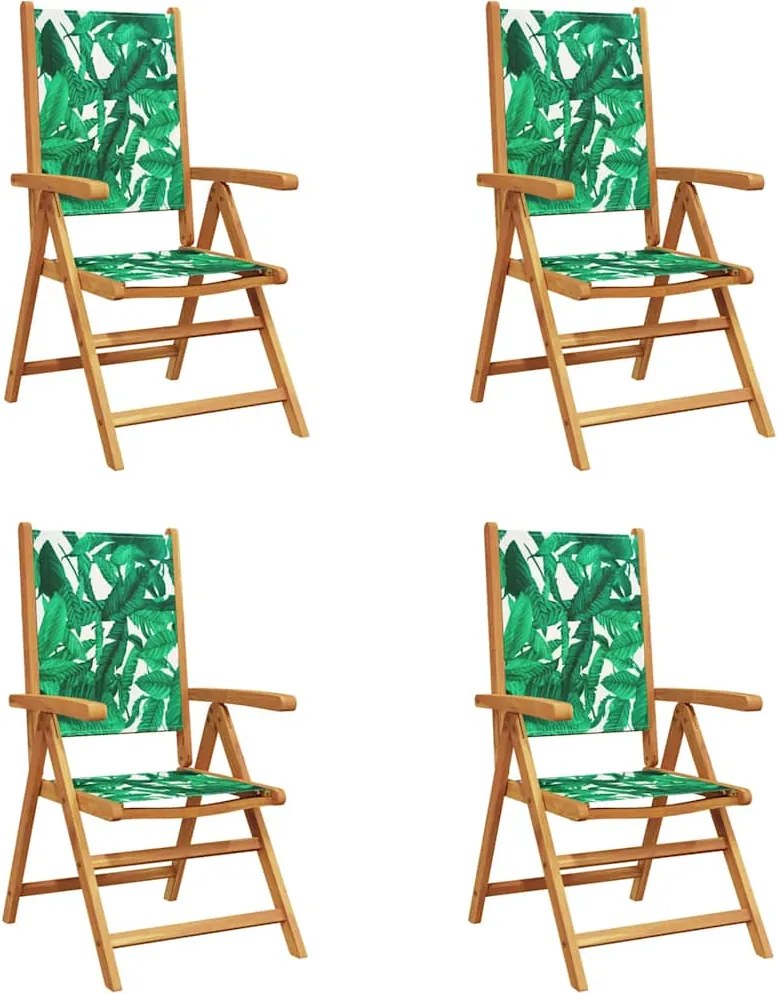 Skládací polohovací křesla 4 ks, zelená látka a masivní dřevo 3214550