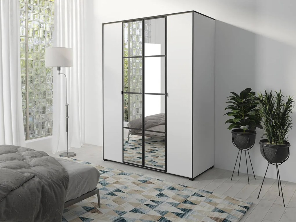 Šatní skříň OSLIN I 150 cm bíla + černá