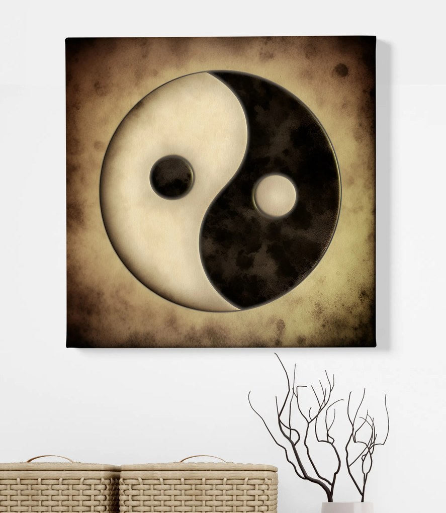 Obraz na plátně - Yin Yang vintage FeelHappy.cz Velikost obrazu: 100 x 100 cm