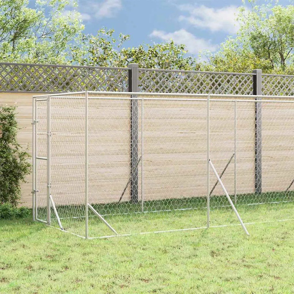 Venkovní psí kotec se střechou stříbrný 2 x 14 x 2,5 m ocel 3190477