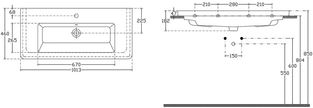 Sapho City KE100 umyvadlo 100 x 45 cm