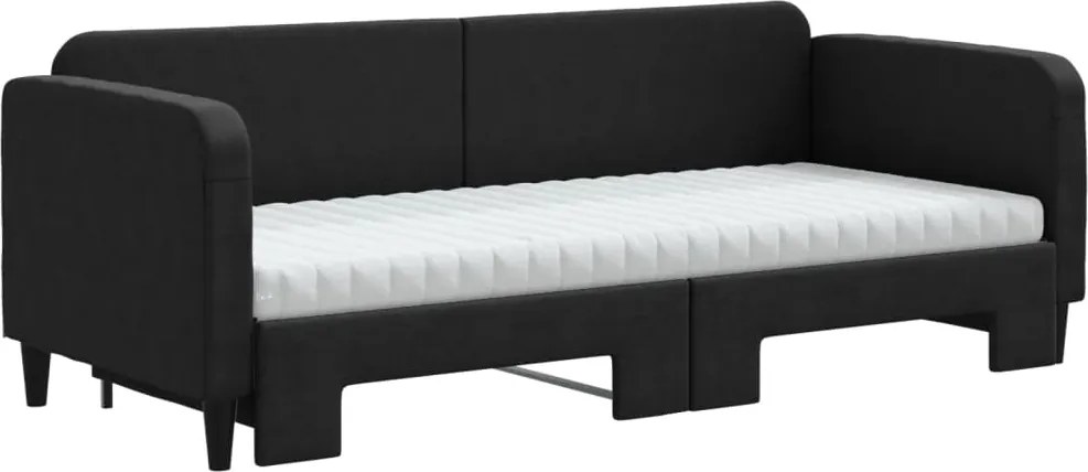 Válenda s přistýlkou a matracemi černá 80 x 200 cm textil 3196831