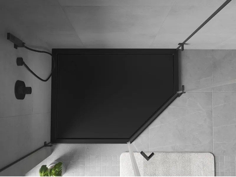 Mexen Flow pětiúhelníkový sprchový kout slim levý 100 x 80 cm, černý mat - 46P708010L