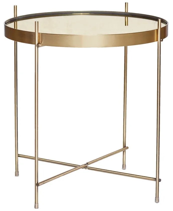 Odkládací stolek zlaté barvy se zrcadlovou deskou Hübsch Dorotea, ø 43 cm