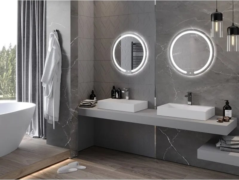 Mexen Rose koupelnové zrcadlo s podsvícením, kulaté 60 cm, LED 6000K, proti mlze - 9810-060-060-611-00