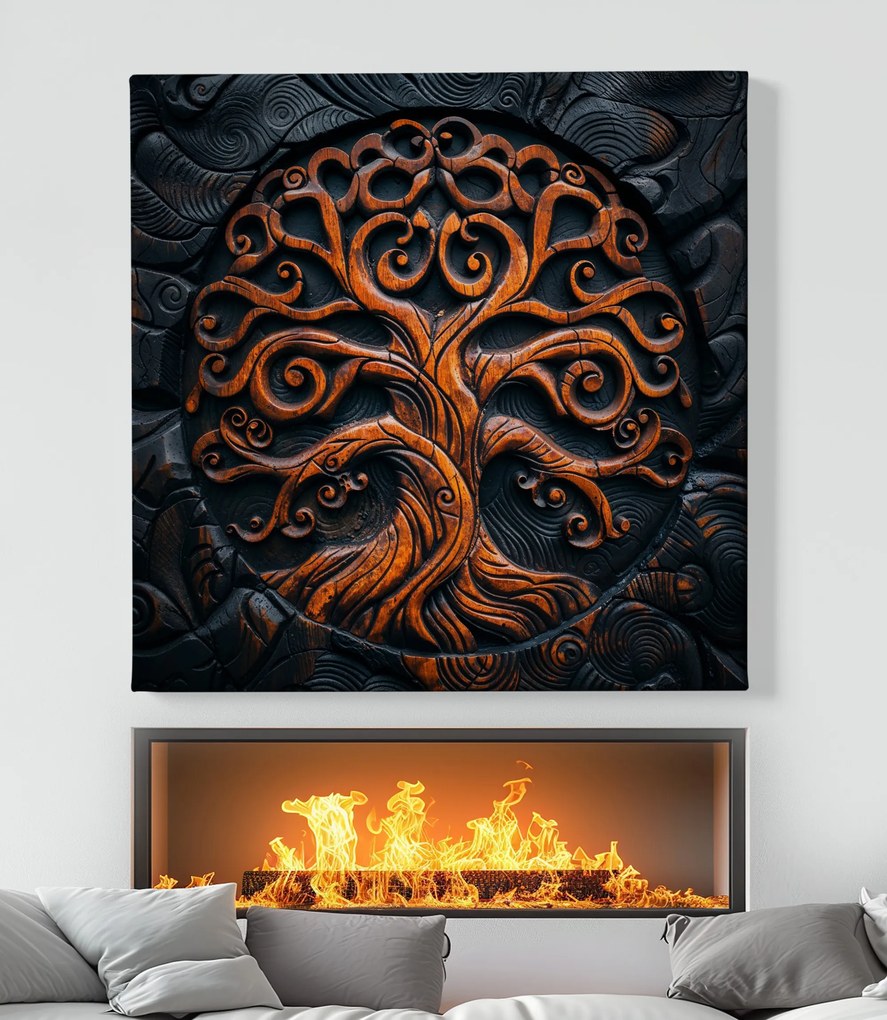 Obraz na plátně - Strom života Ciriel, dřevo styl FeelHappy.cz Velikost obrazu: 100 x 100 cm