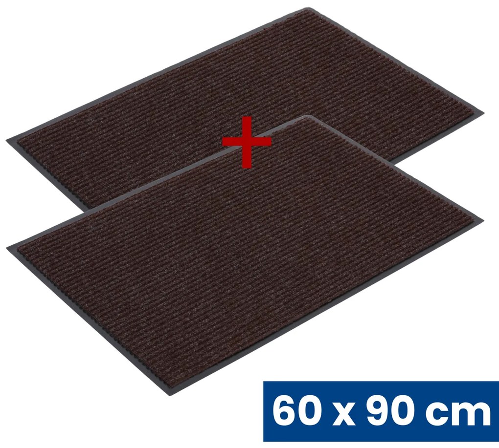 Odolná vstupní kobercová rohož s PVC 1+1 ZDARMA, 60 x 90 cm, hnědá