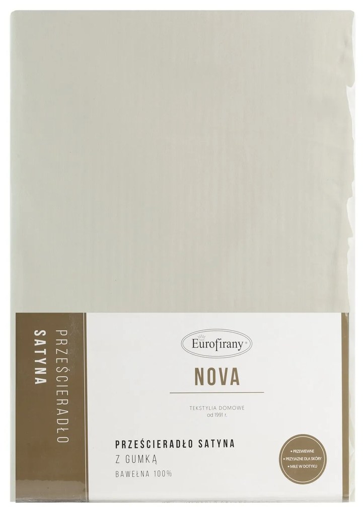 SATÉNOVÉ PROSTĚRADLO NOVA3 200X220 CM, VÝŠKA 30 CM BÉŽOVÉ