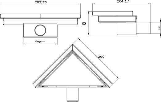 Mexen Flat nerezový sprchový žlab rohový, 1010320