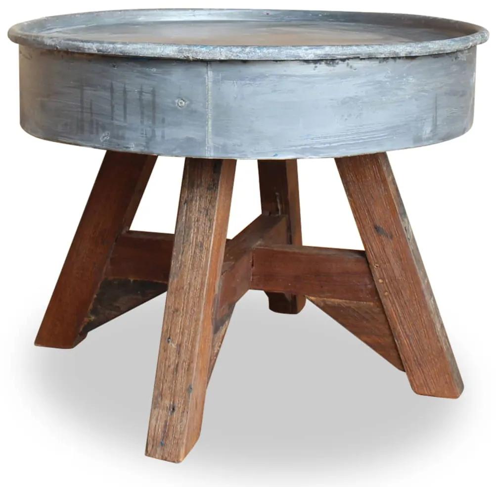 Konferenční stolek masivní recyklované dřevo, stříbrný, 60x45cm - Default Title