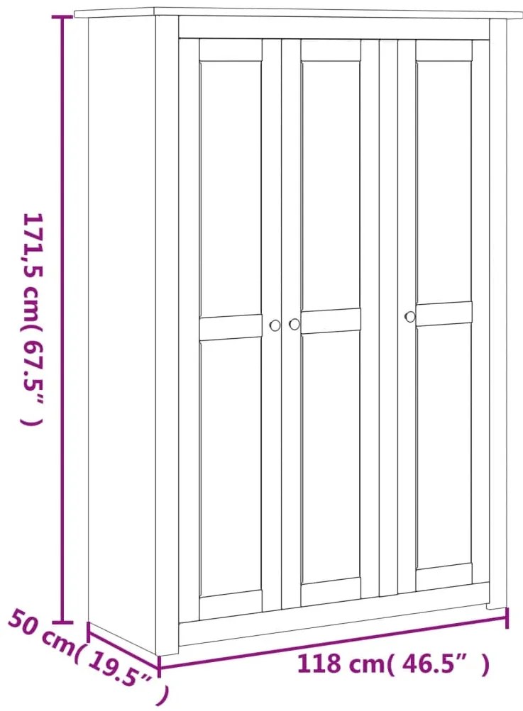 vidaXL Marketos Šatní skříň se 3 dveřmi 118x50x171,5 cm borovice řada Panama